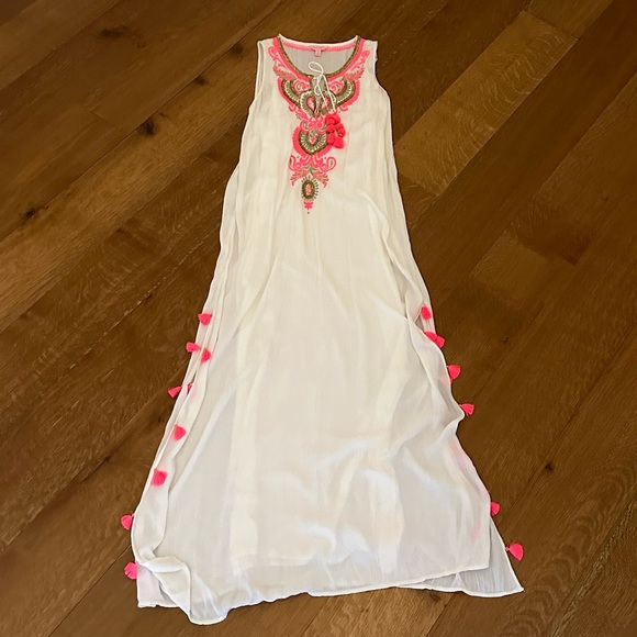 Lilly Pulitzer | Dresses | Lilly Pulitzer Womens Nolia Maxi Beach Dress In Resort White Lined ...
